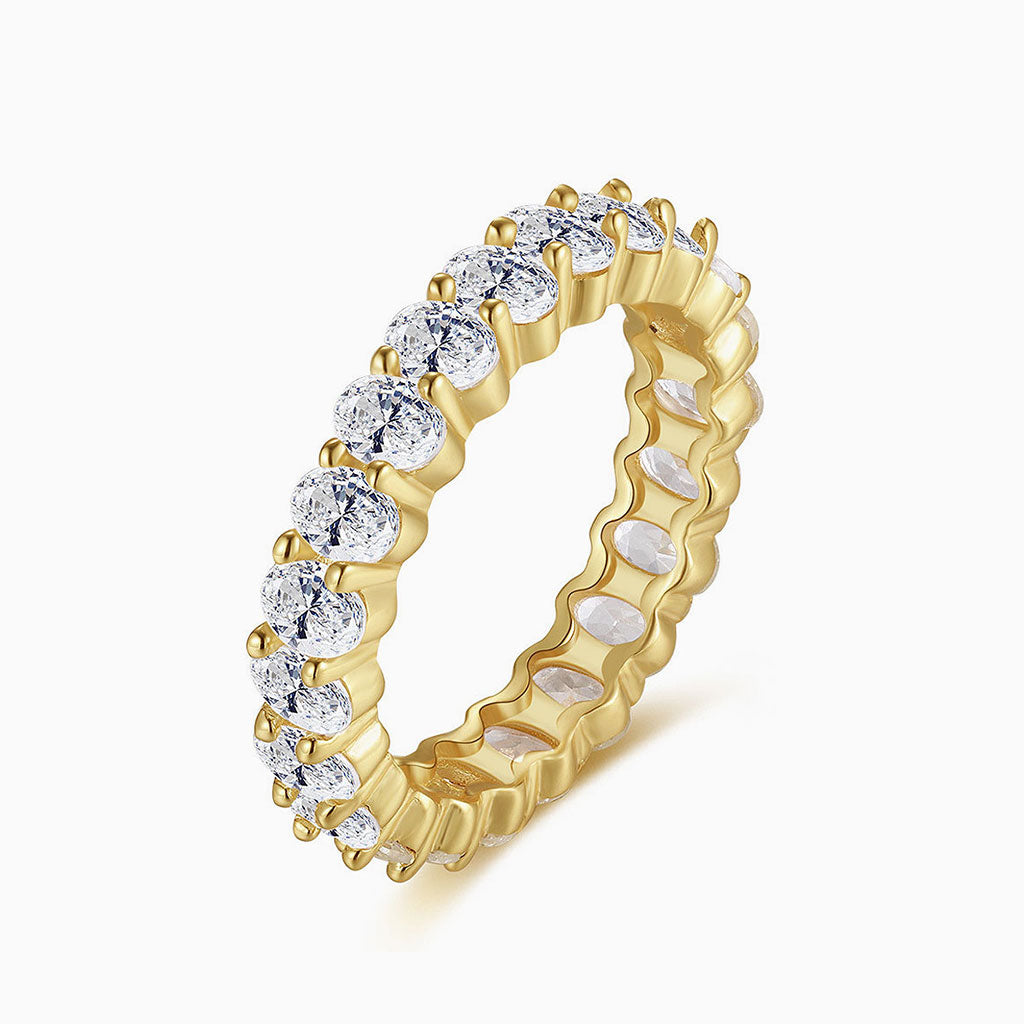 Cubic Zirconia Two Tone Sterling Silver Oval Eternity Band Ring – BioBeautify