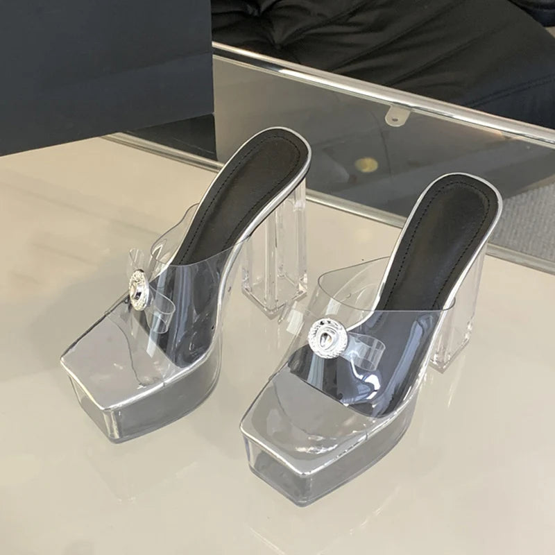 Chunky High Heel Transparent Slippers – BioBeautify