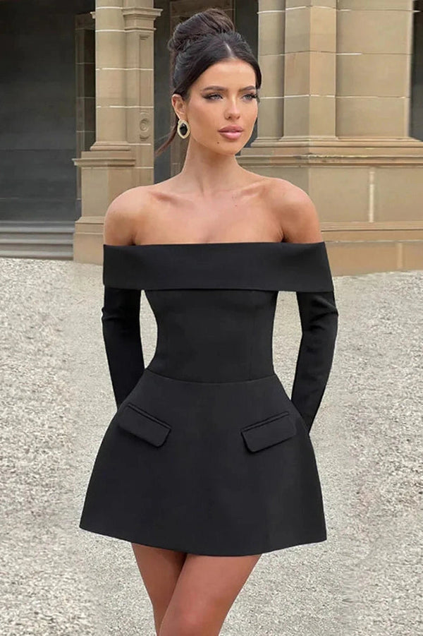 Off-Shoulder A-Line Mini Dress – BioBeautify
