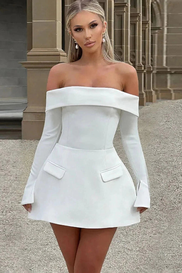 Off-Shoulder A-Line Mini Dress – BioBeautify