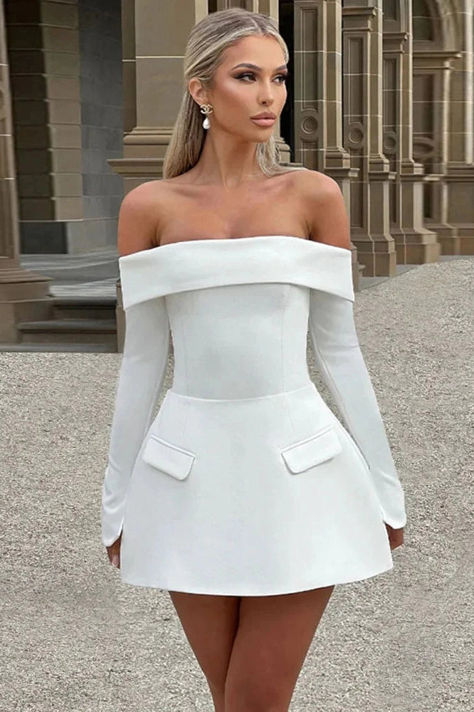 Off-Shoulder A-Line Mini Dress – BioBeautify