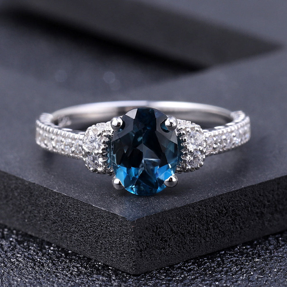 Cubic Zirconia and London Blue Topaz Halo Ring – BioBeautify