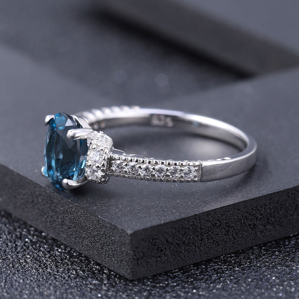 Cubic Zirconia and London Blue Topaz Halo Ring – BioBeautify
